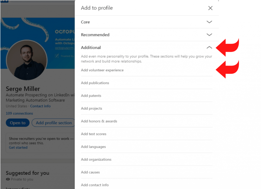 How to Add Volunteer Experience to LinkedIn - Octopus CRM