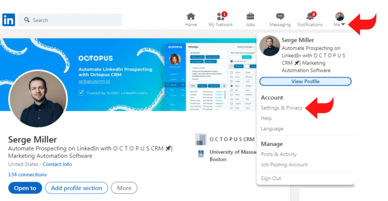 LinkedIn Message Read Receipts & Typing Indicators - Octopus CRM