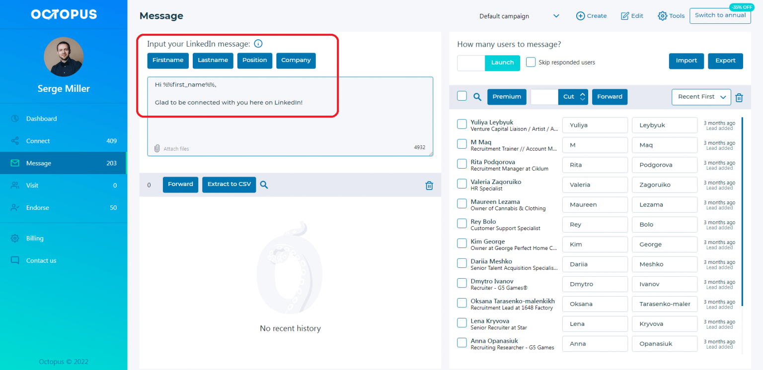 Create the Best LinkedIn Thank You Message - Octopus CRM